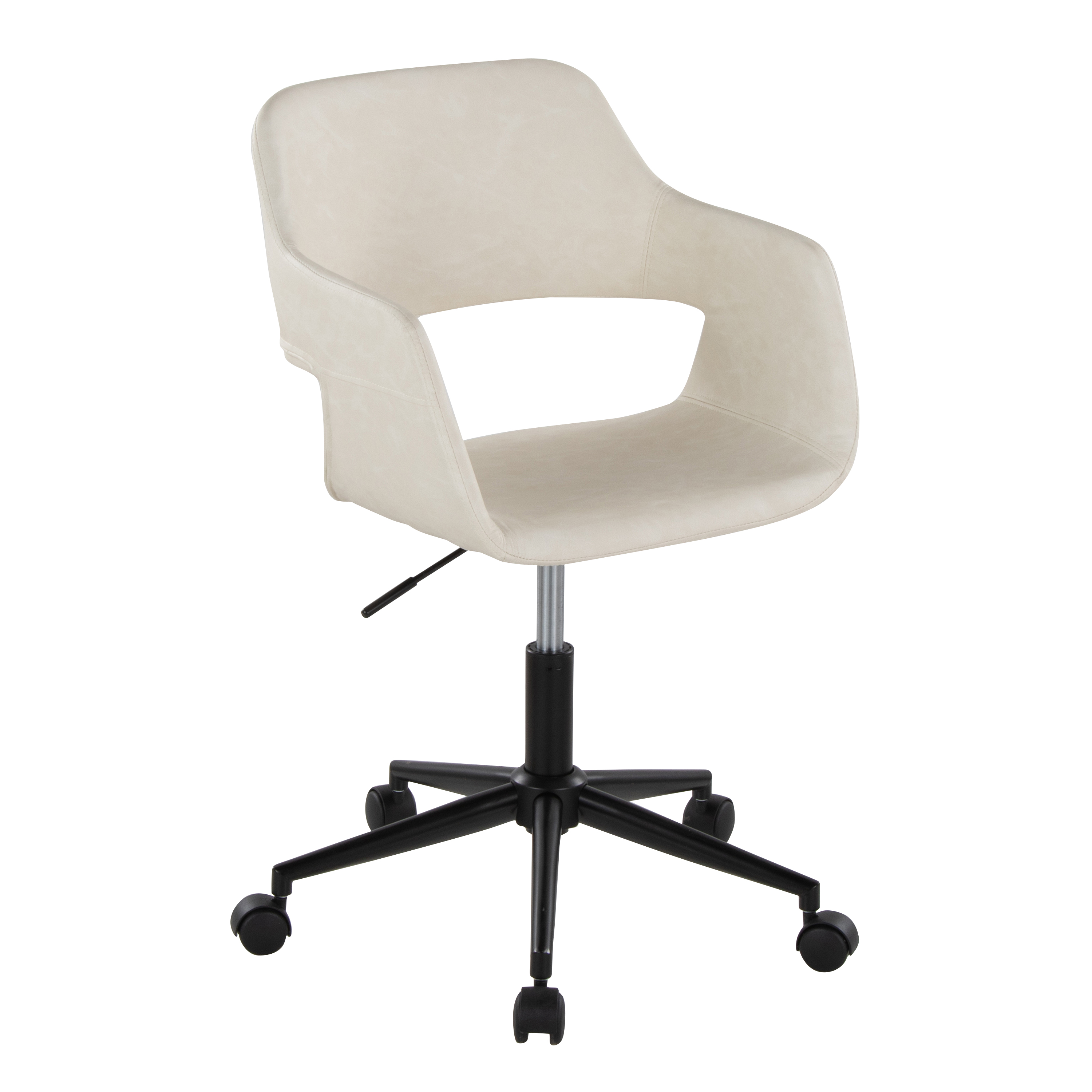 Office Chair Margarite Contemporary Task Chair in Black Metal and Cream ...