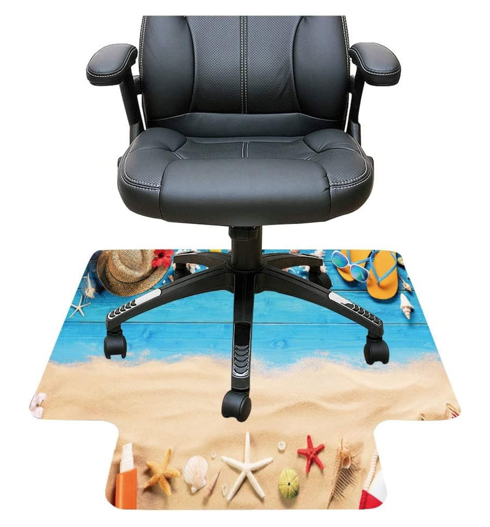 Office Chair Mat 36" x " with , Beach Blue Plank and Sand Summer ...