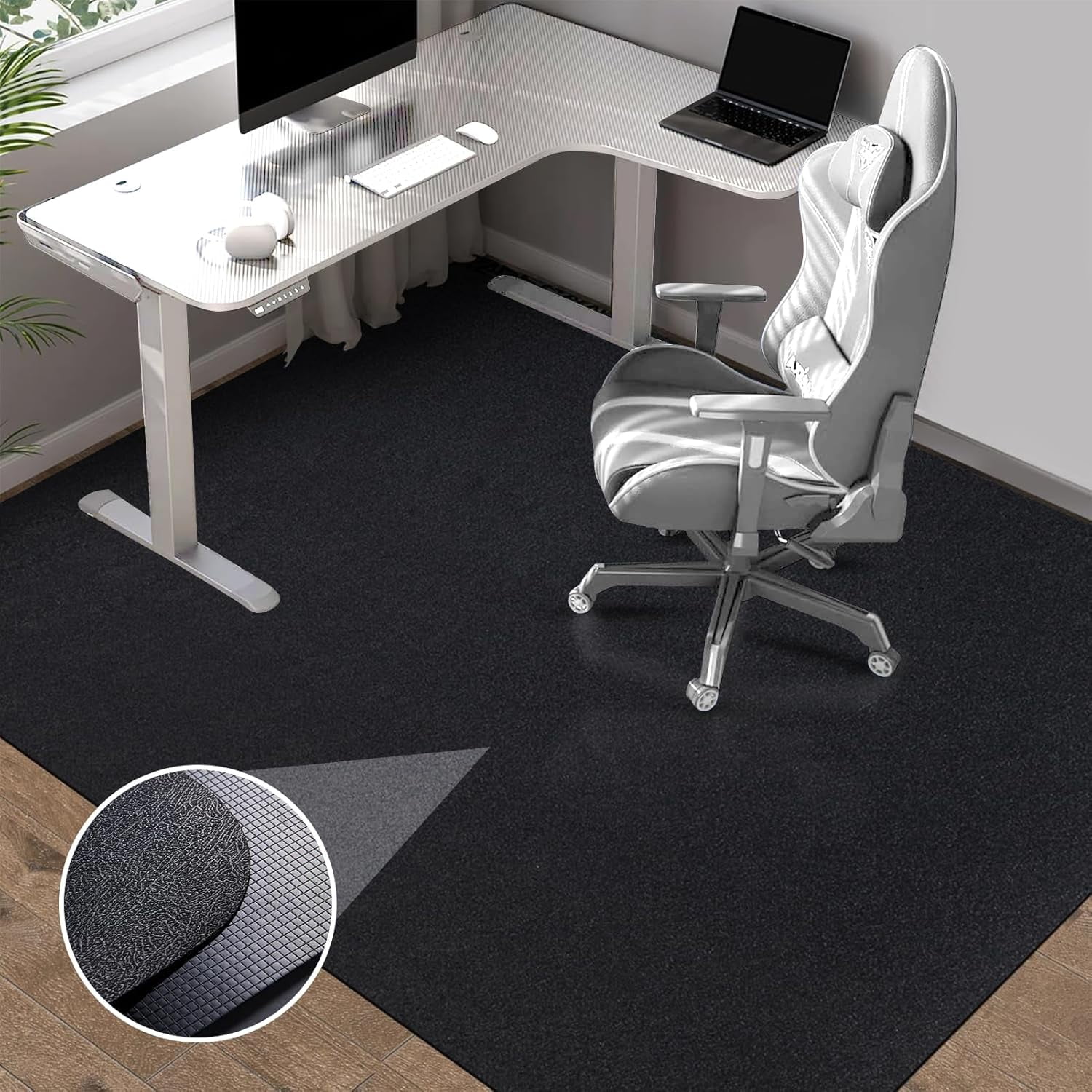Office Chair Mat for Hardwood Floor: 63" x 51" Extra Large Black Office ...