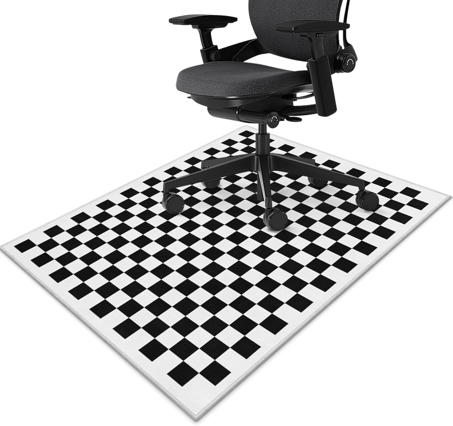 Office Chair Mat for Hardwood Floor Black and White Checkered 48"x60 ...