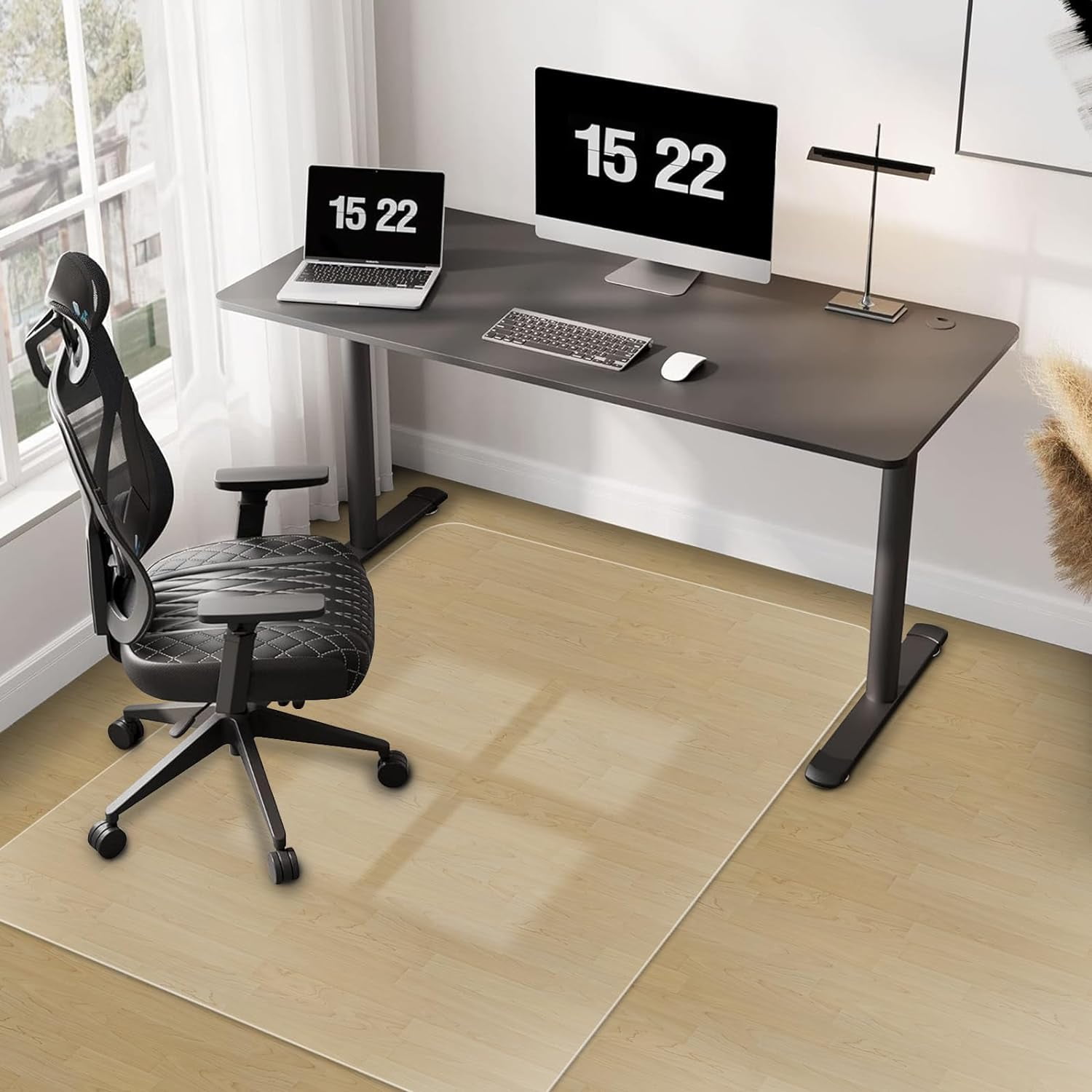 Office Chair Mat for Hardwood Floors, 48" x 36" Easy Slide Computer ...
