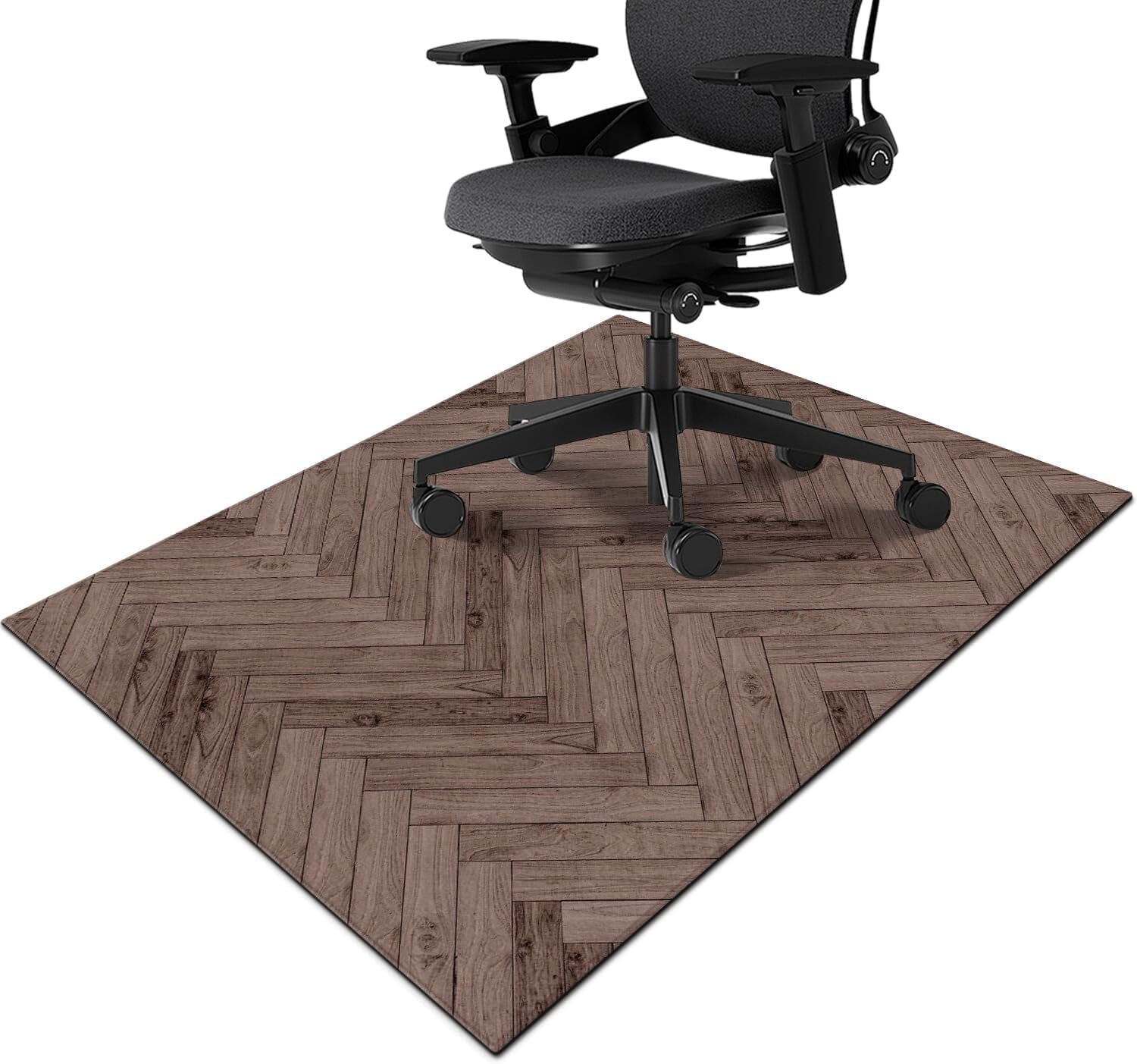 Office Chair Mat for Hardwood & Tile Floor 48"x36",Boho Brown Wood ...