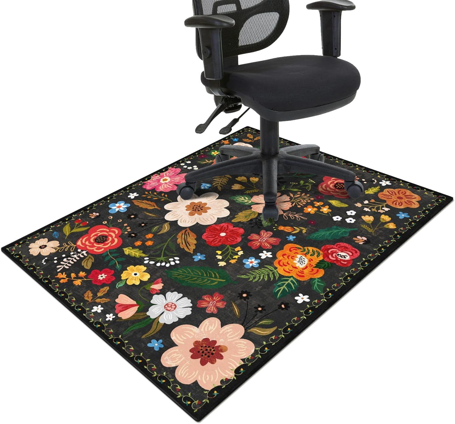 Office Chair Mat for Hardwood & Tile Floor,Boho Floral 36"x48" Office ...