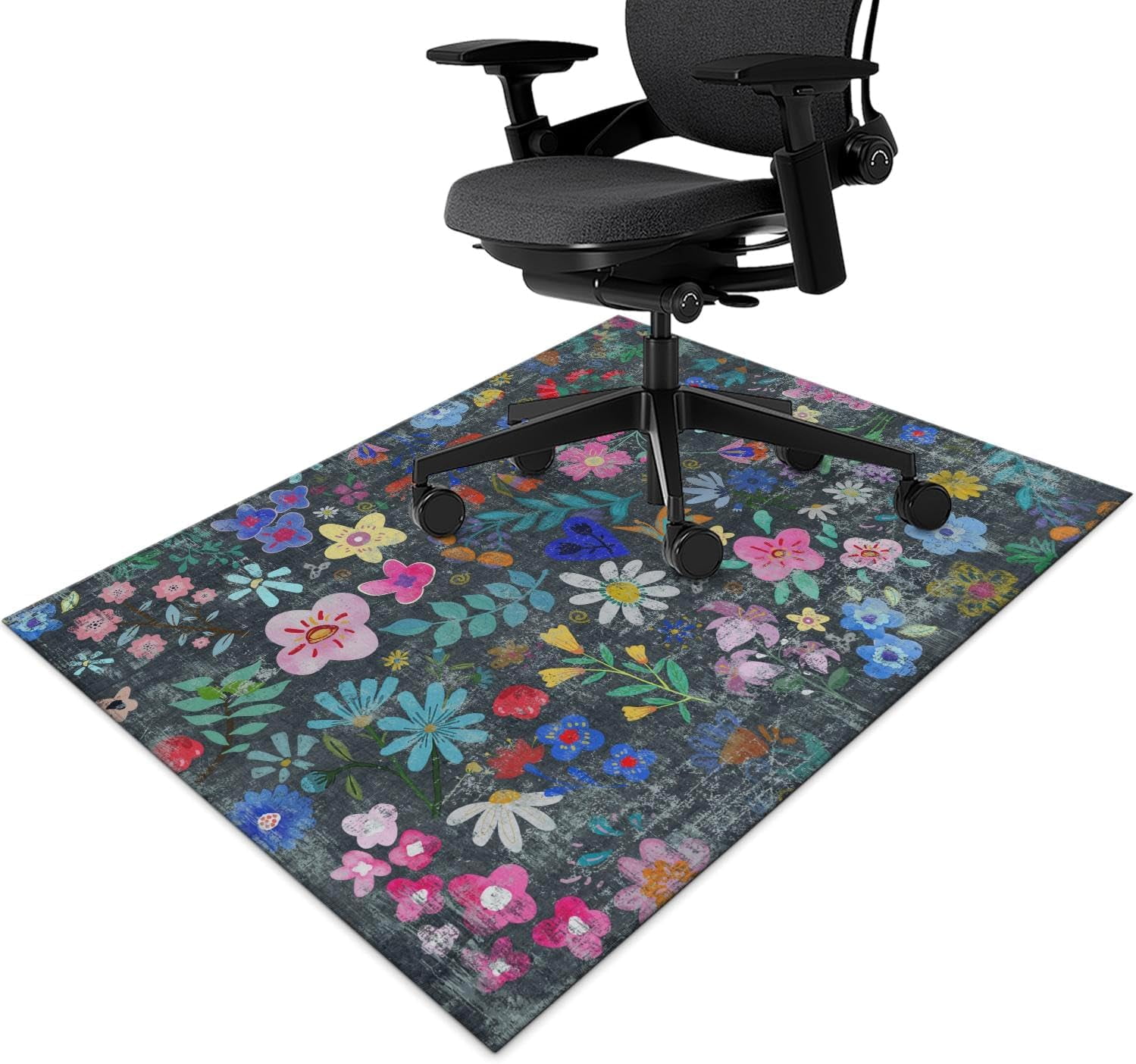Office Chair Mat for Hardwood & Tile Floor,Boho Floral Wildflower 36 ...