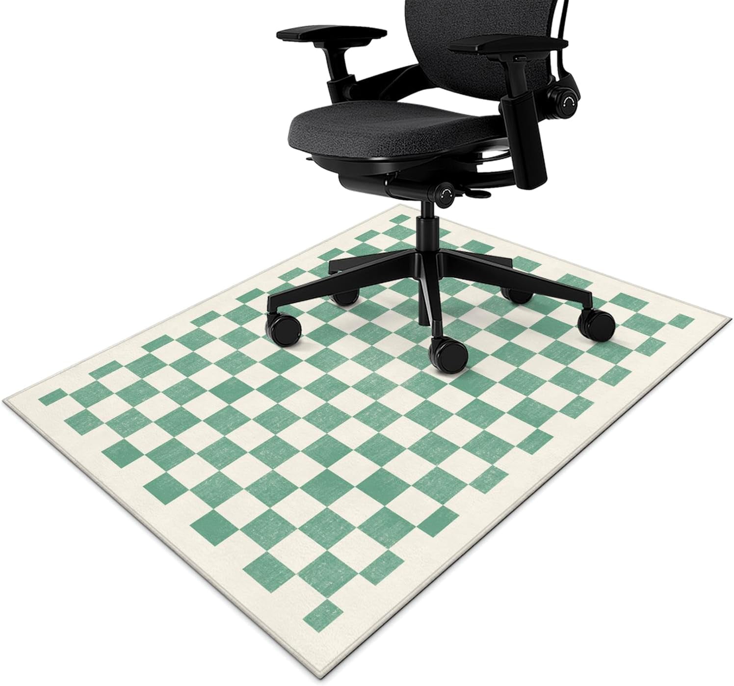 Office Chair Mat for Hardwood & Tile Floor,Boho Green Checkered 36"x48 ...