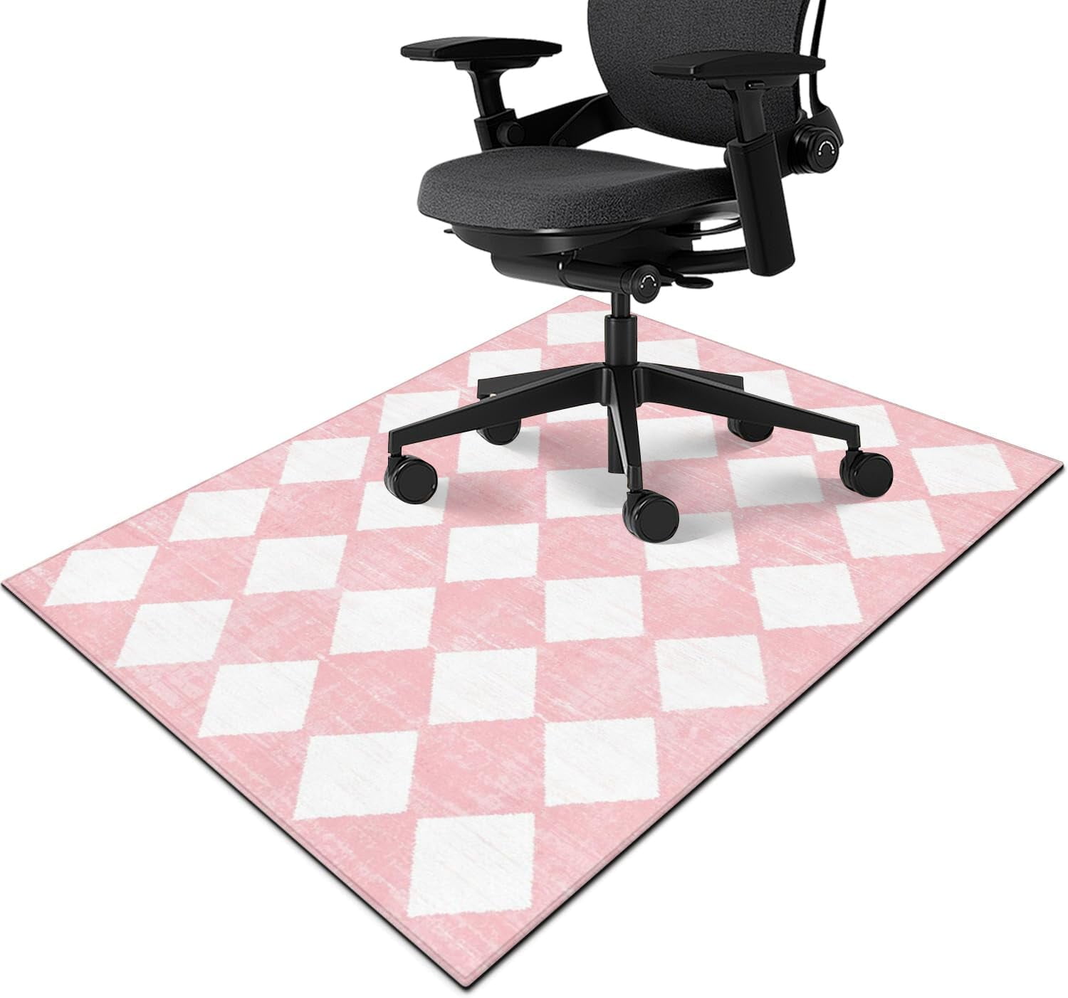 Office Chair Mat for Hardwood & Tile Floor,Boho Pink White Checkered 48 ...