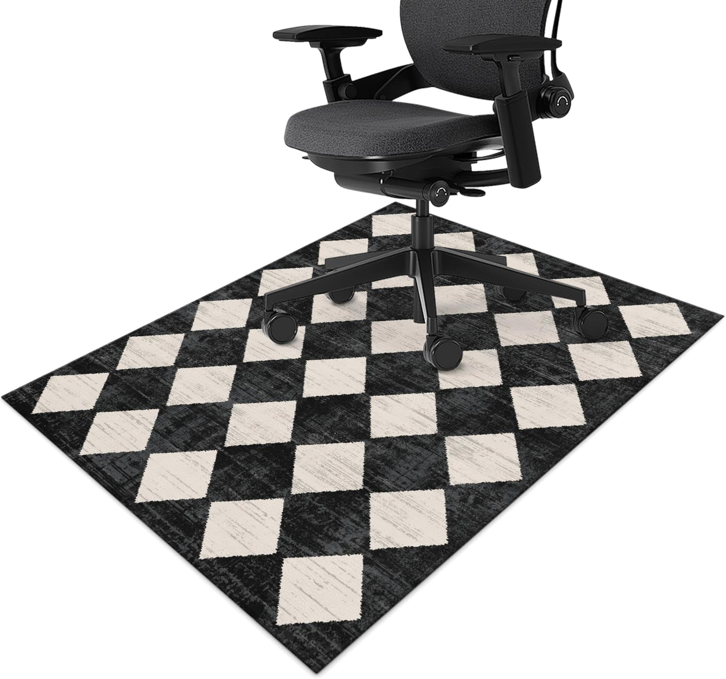 Office Chair Mat for Hardwood & Tile Floor,Moroccan Black Checkered 36 ...