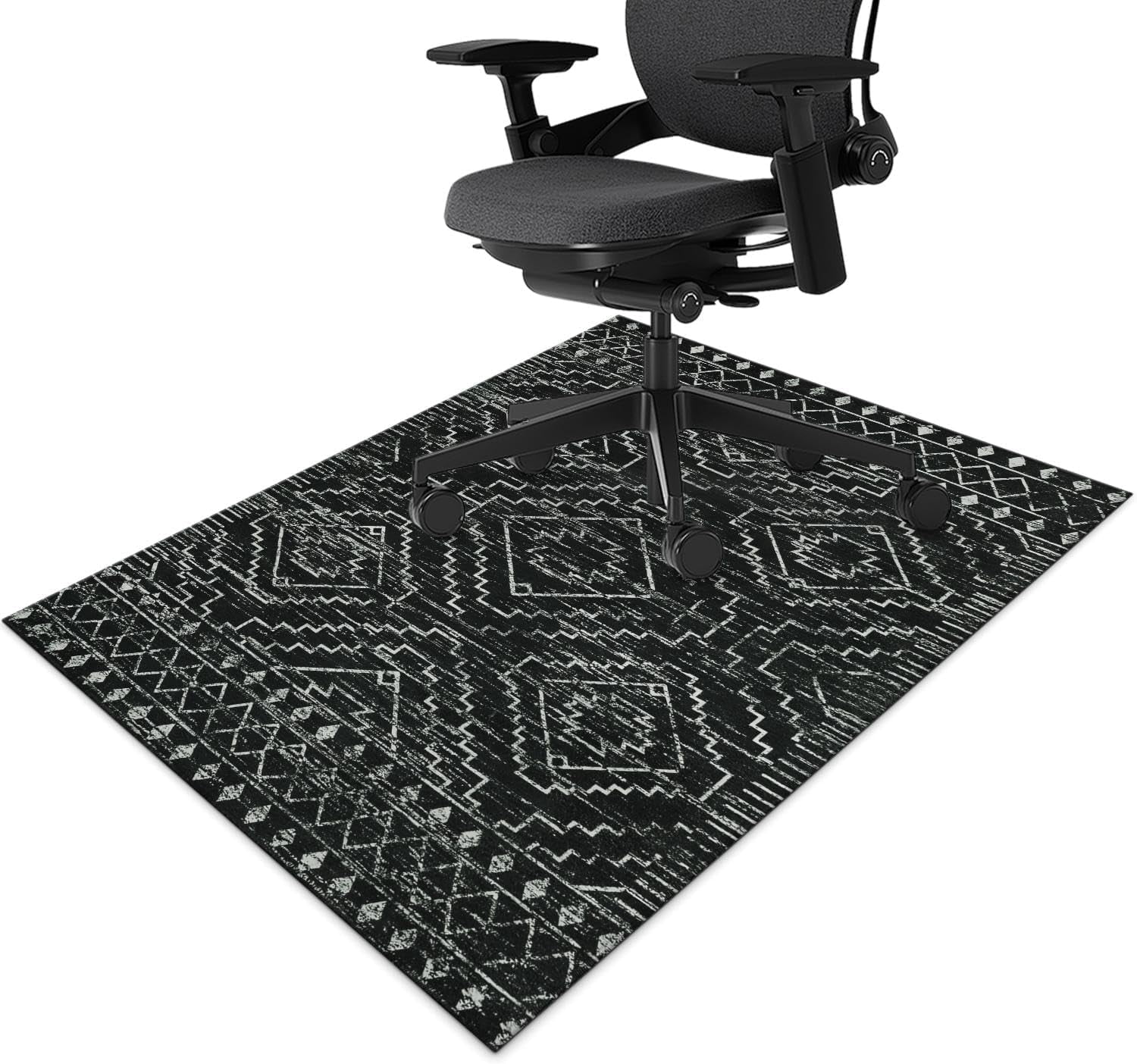 Office Chair Mat for Hardwood & Tile Floor,Moroccan Black Geometric 36 ...