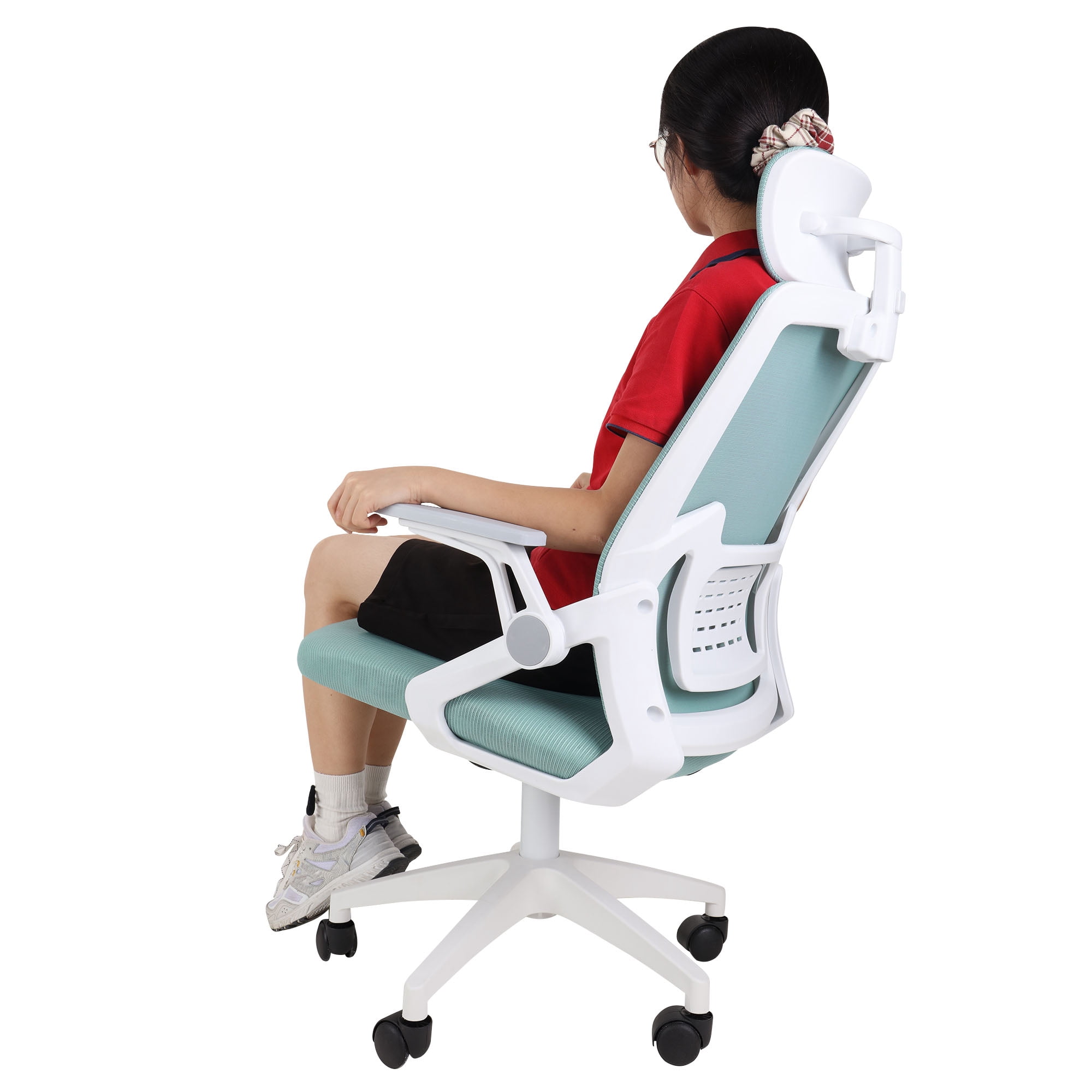 Office Chair Mesh Black Blue Ergonomic Curved Back Computer Chair Task ...