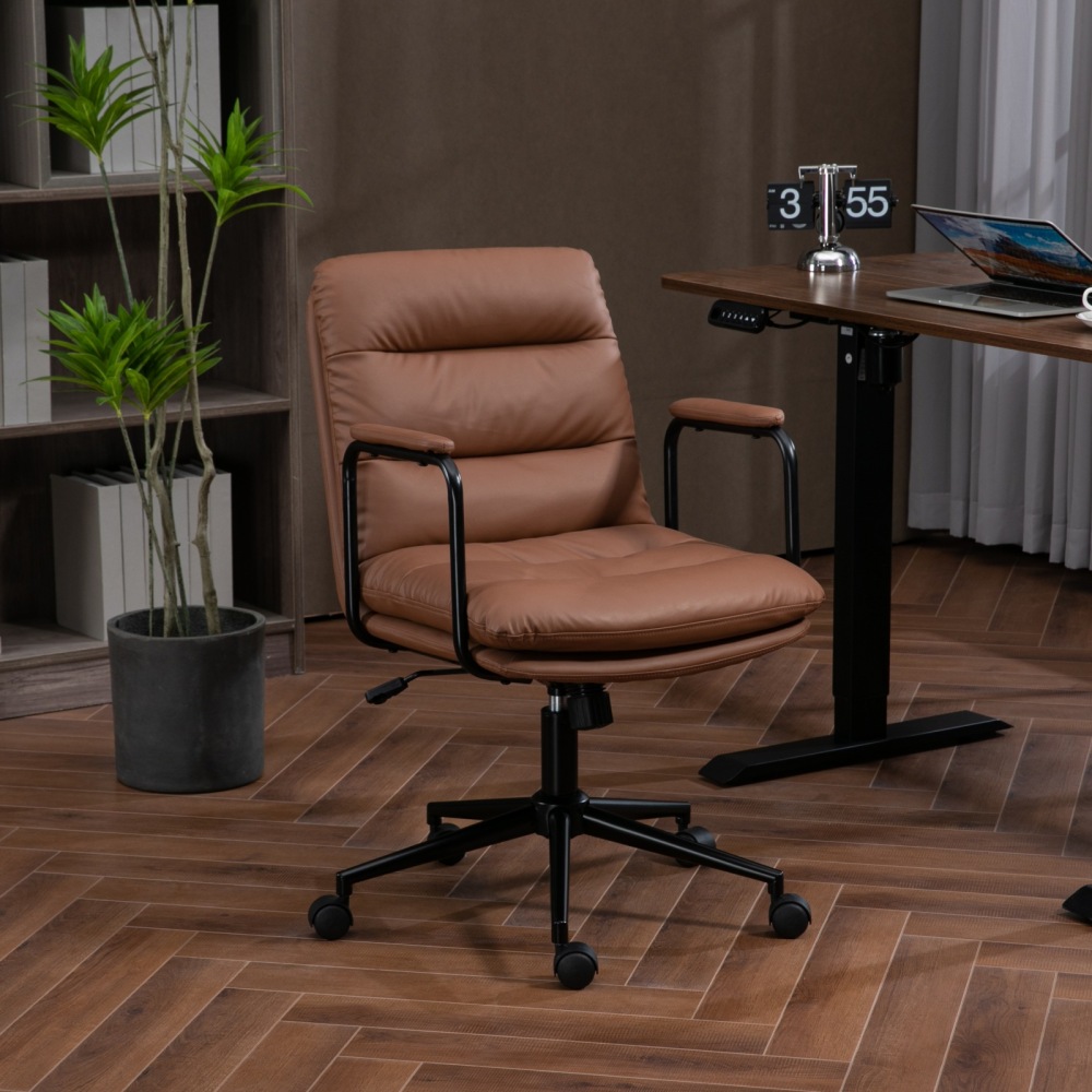 Office Chair,Mid Back Home Office Desk Task Chair with Wheels and Arms ...