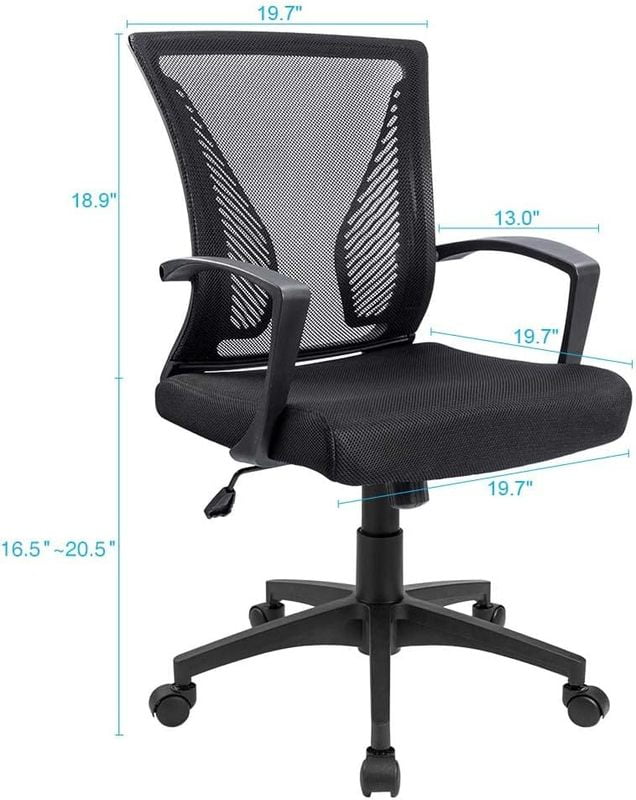 Office Chair Mid Back Swivel Lumbar Support Desk Chair, Computer ...