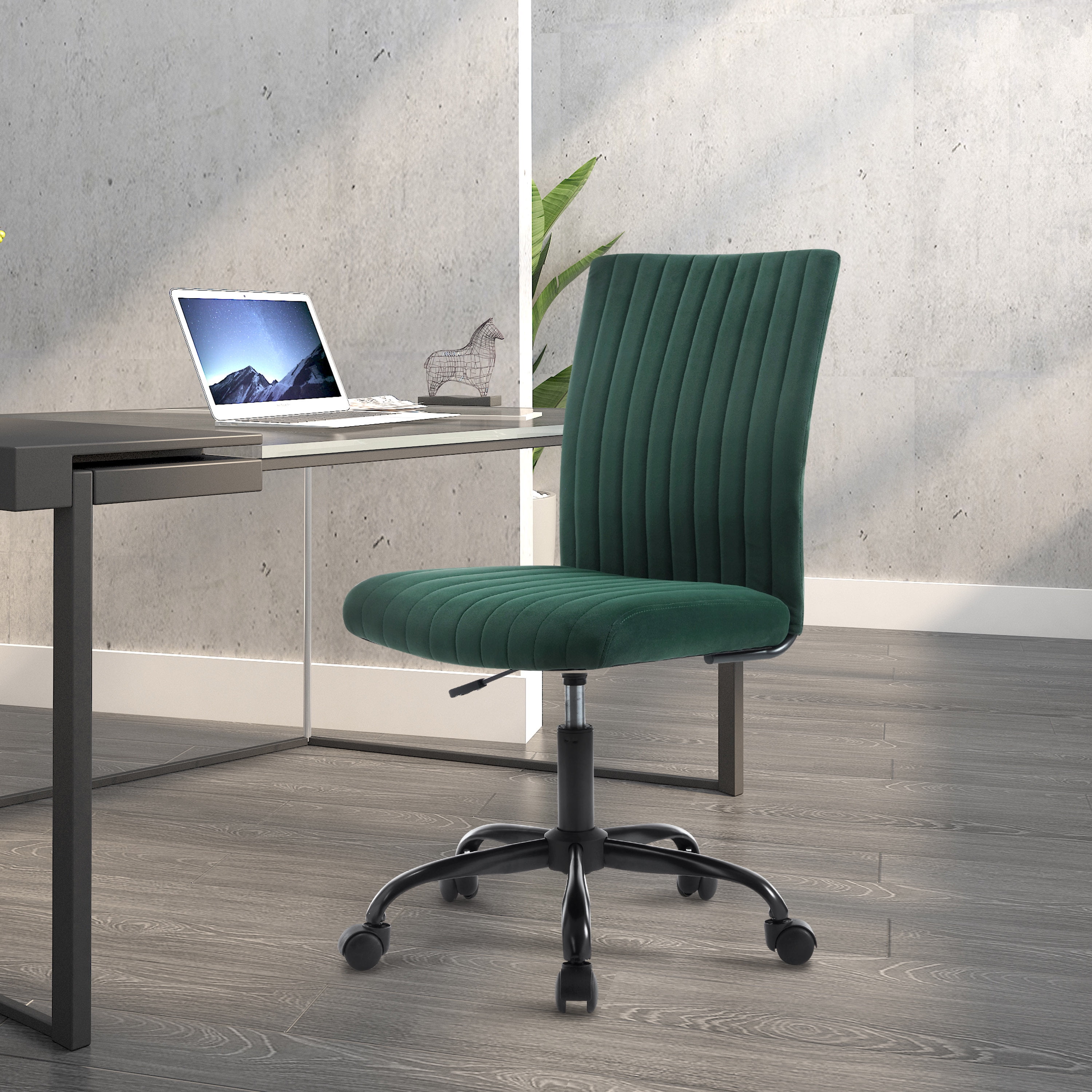 Office Chair, Modern Armless Desk Chair with Wheels, Height Adjustable ...