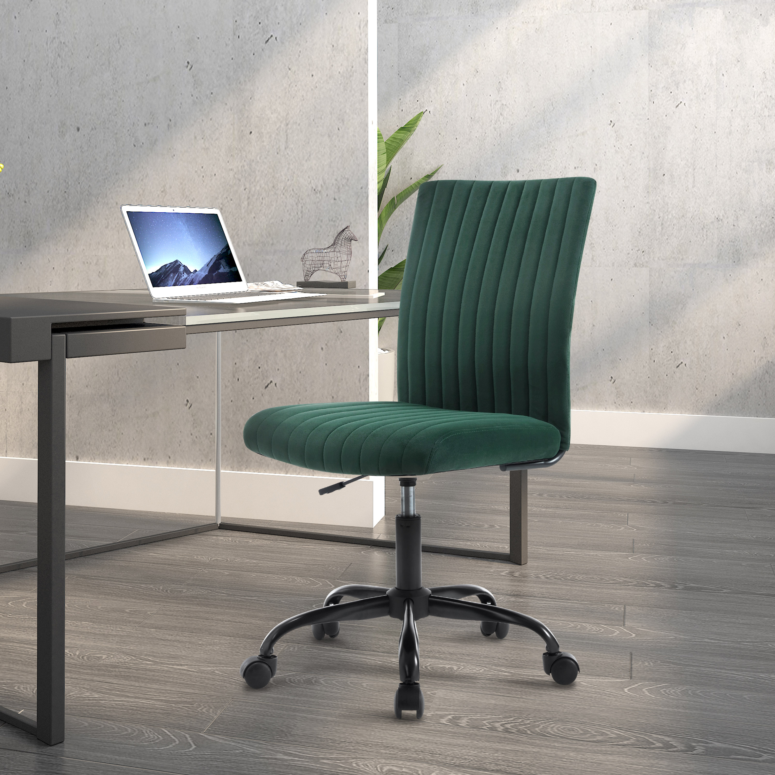 Modern Home Office Task Chair Swivel Rolling Wheels Velvet Height ...