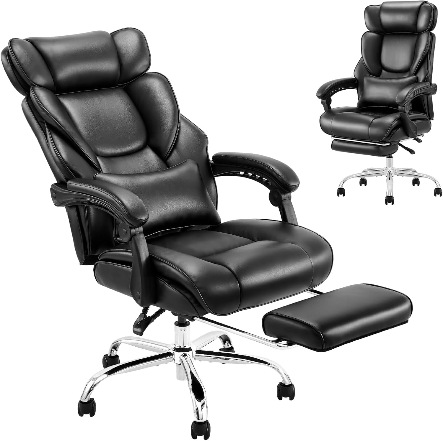 Office Chair with Retractable Footrest, Ergonomic High Back Design ...