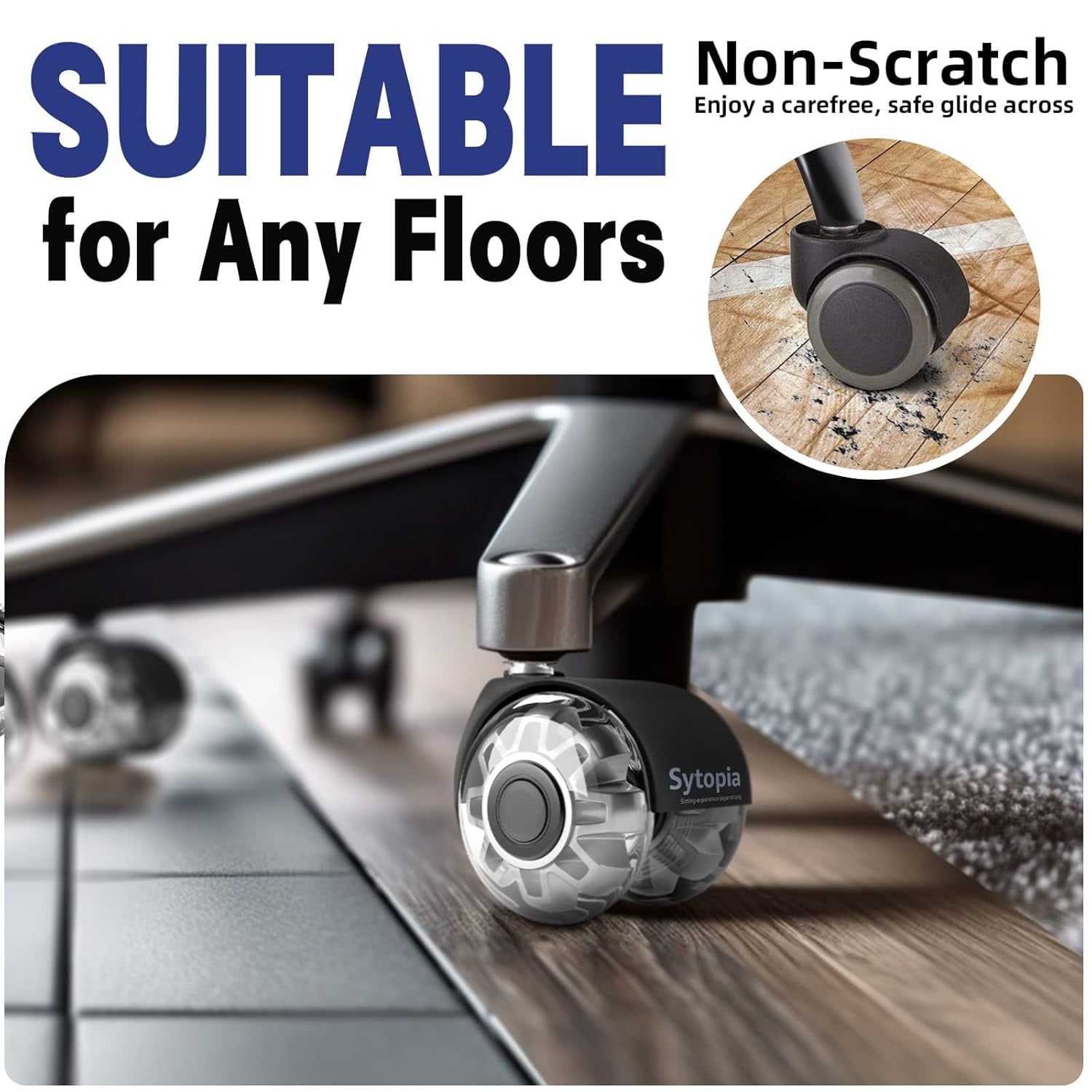 Office Chair Upgrade Set - Smooth Wheels for All Floors + Heavy Duty ...