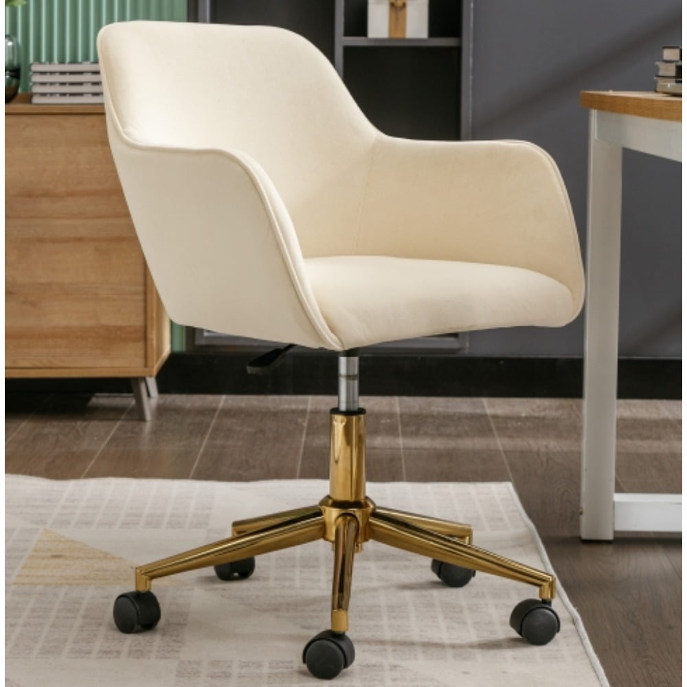 Office Chair with Wheels Armless, Revolving Office Chair with Gold ...