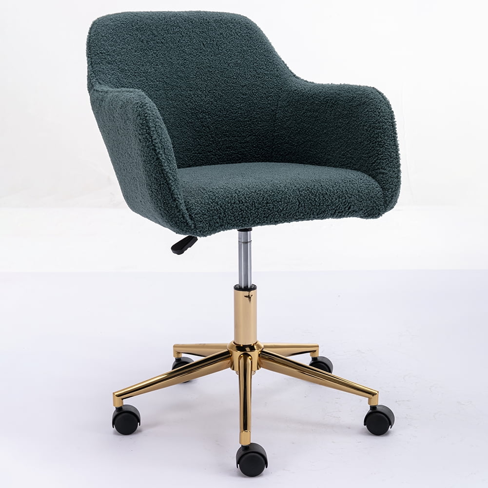 Office Chair With Wheels, Chromium Plated Base, Gold Metal Legs 360 ...