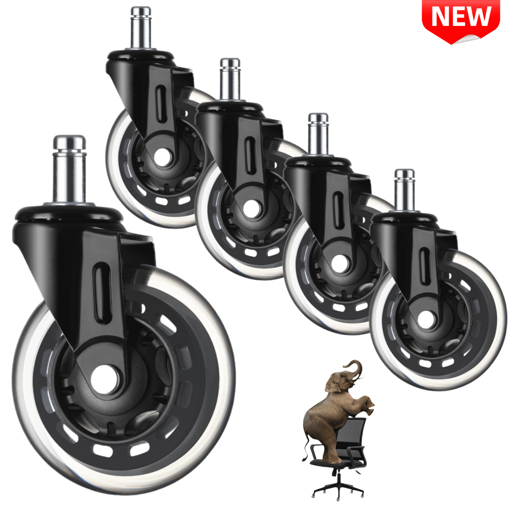 Office Chair Wheels - Replacement Rubber Wheels - Universal Fit 3 Inch ...