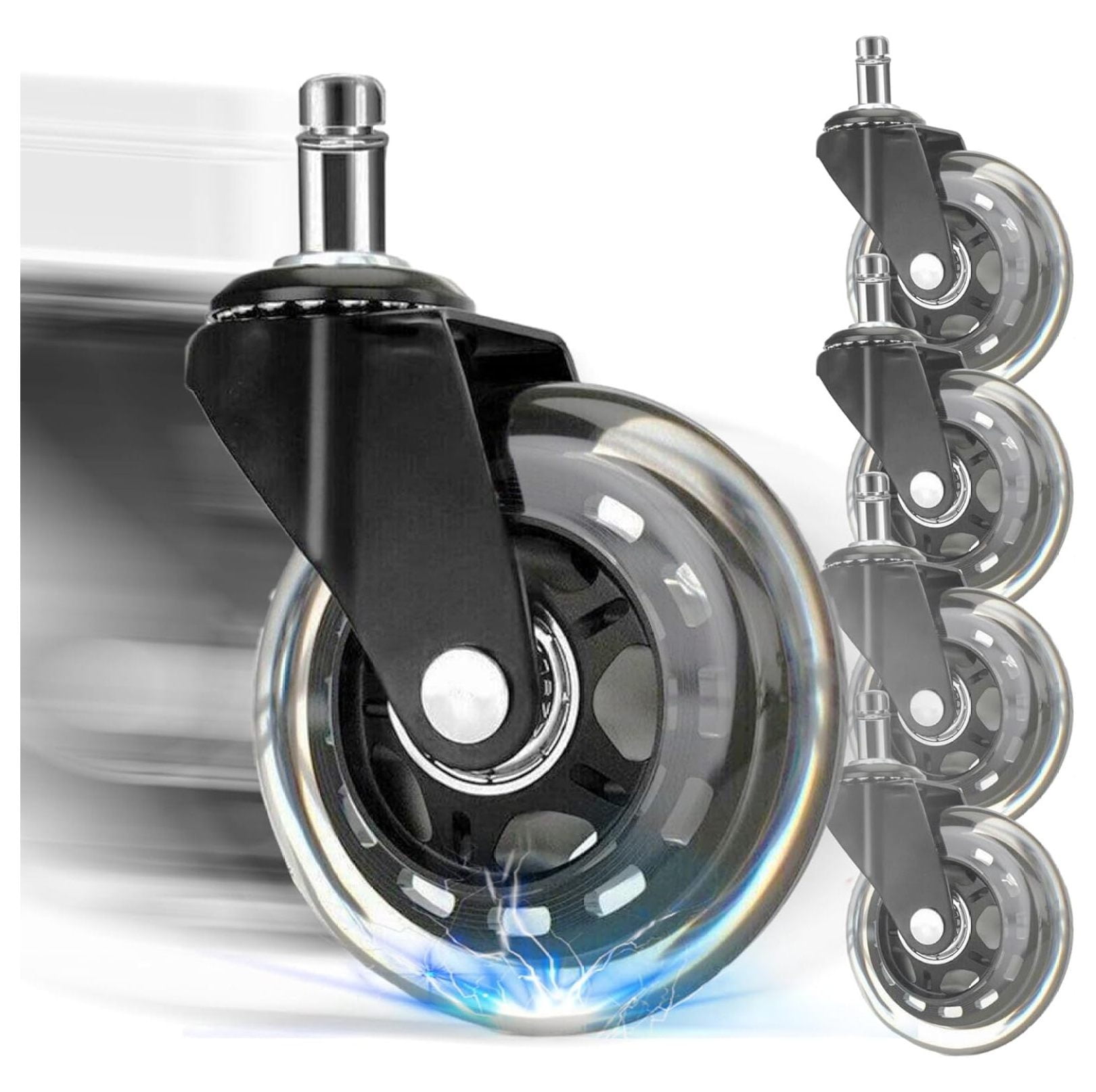Office Chair Wheels Replacement Set of 5, Heavy Duty Rubber Casters for ...