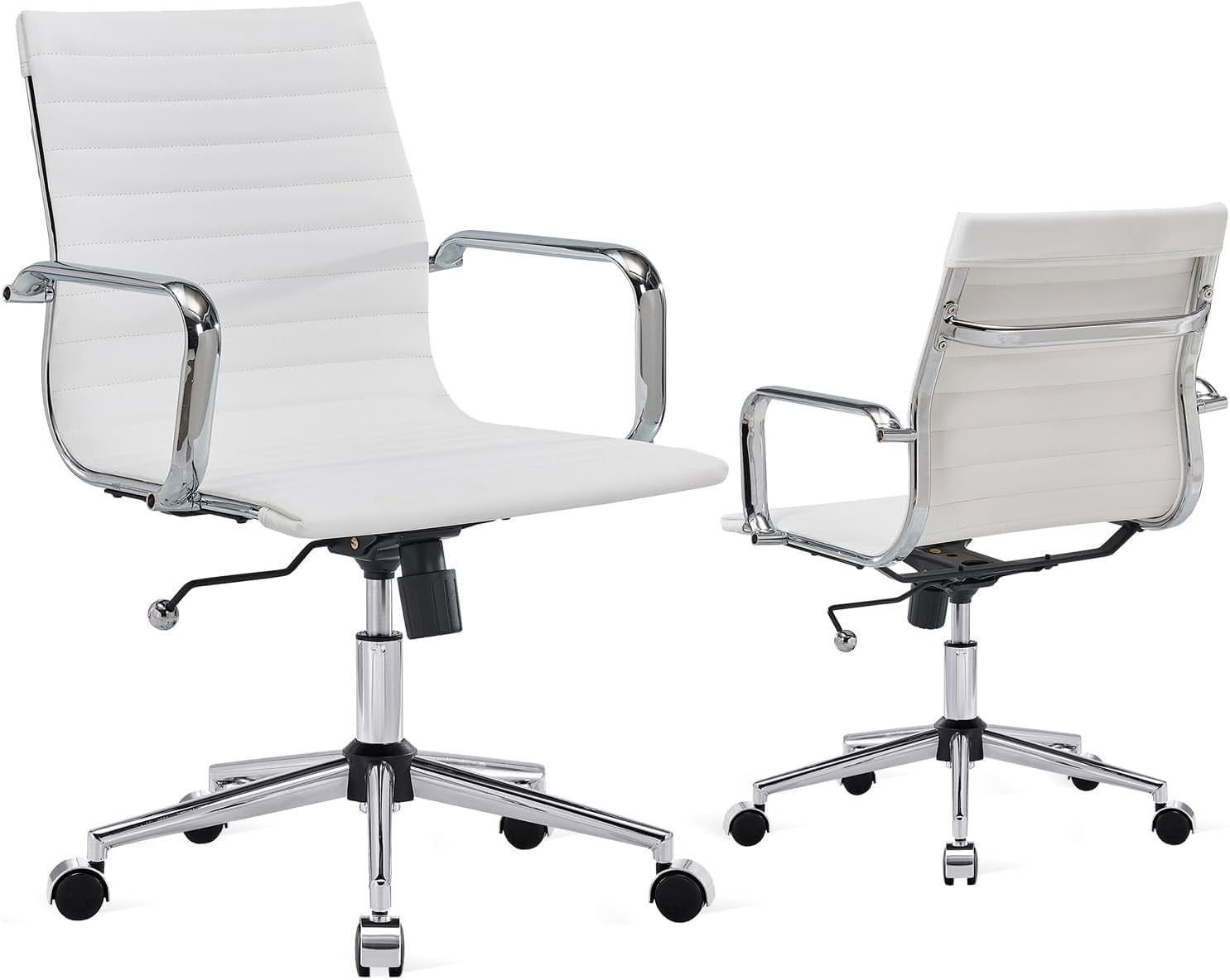 Office Chair White, Ergonomic Leather Conference Table Chair, Modern ...
