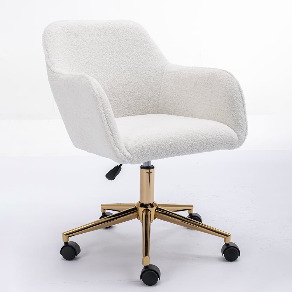 Office Chair With Wheels, Chromium Plated Base, Gold Metal Legs 360 ...