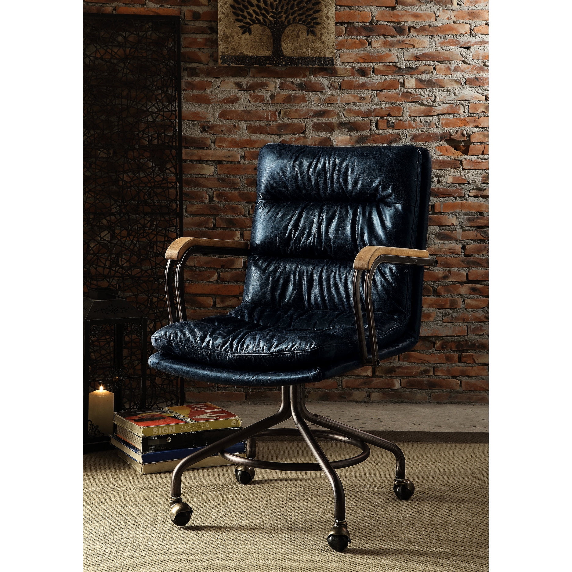 Office Chair | Workspace-friendly Swivel Seat | Top Grain Leather ...