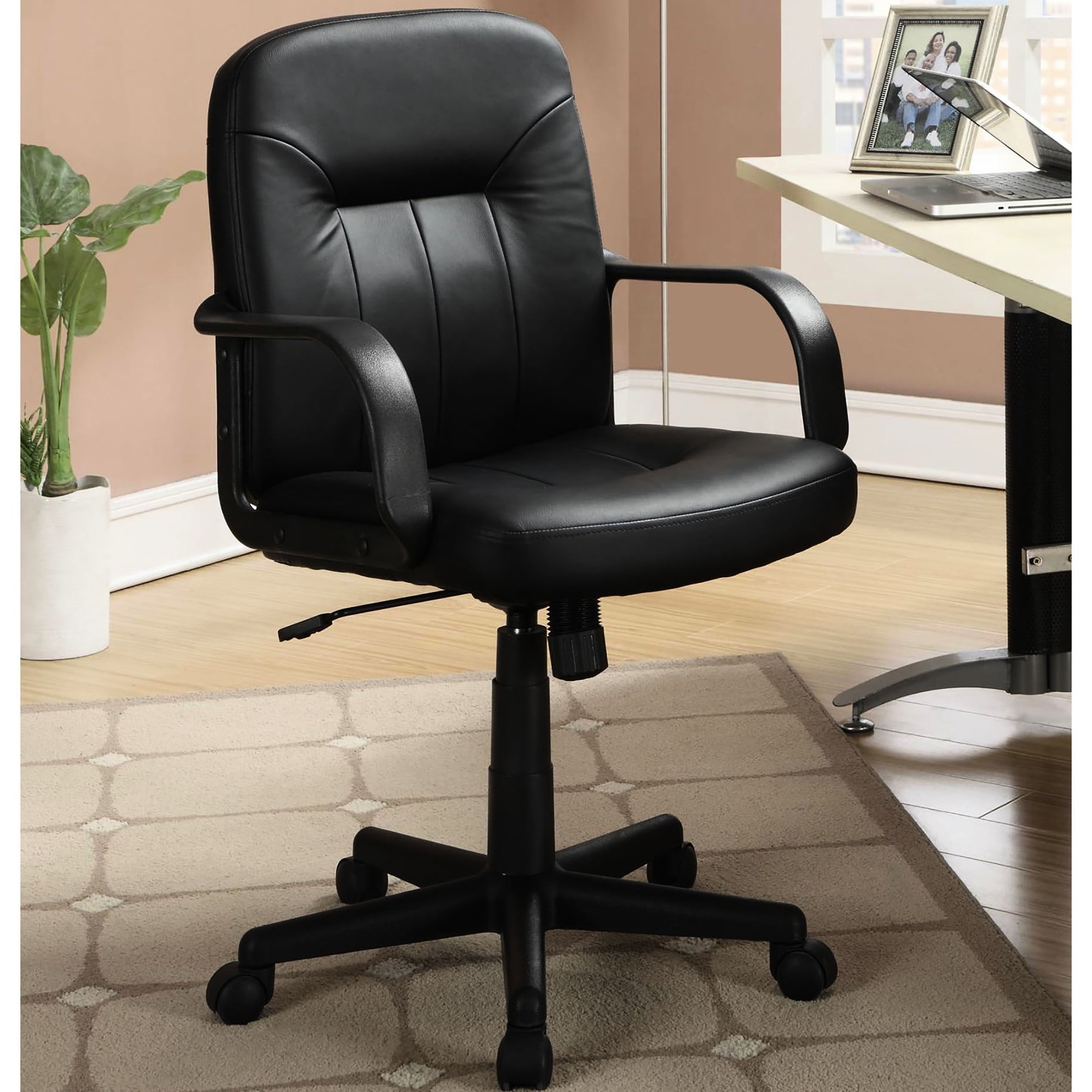 Office Chair with Casters | Sloped Arms for Comfort | Polyurethane and ...