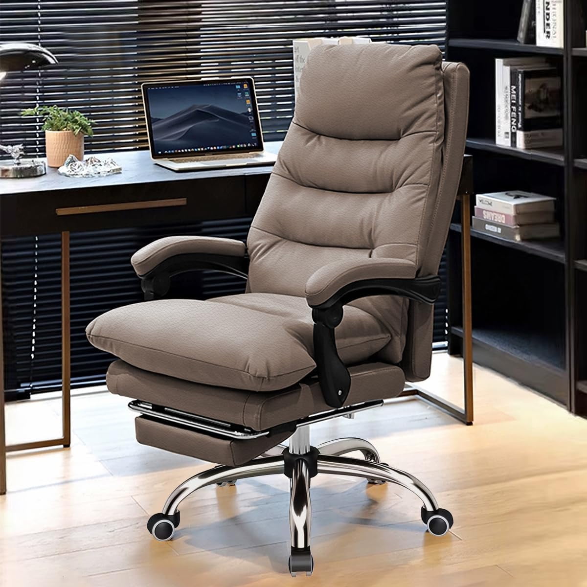 Office Chair with Foot Rest Gaming Chair Ergonomic Executive Desk Chair ...