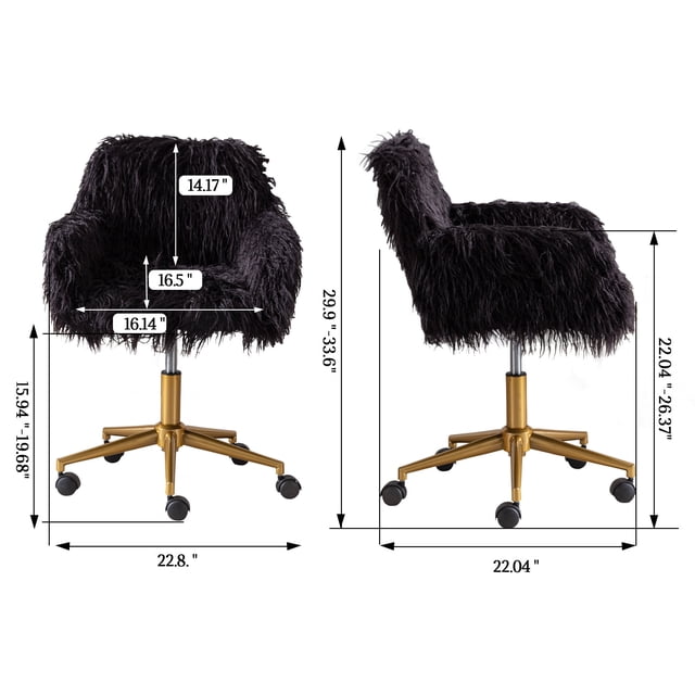 Office Chairs HengMing Modern Faux fur home office chair, fluffy chair ...