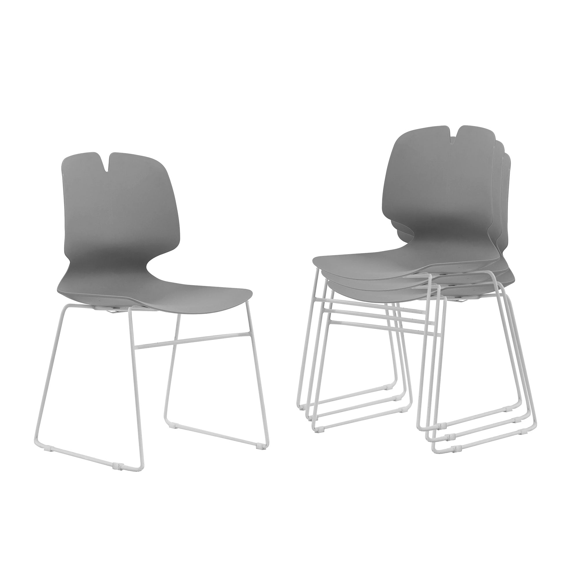 Office Chairs, Stackable Chairs Set of 4 with Polypropylene Seat and ...
