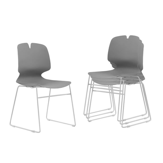 Office Chairs, Stackable Chairs Set of 4 with Polypropylene Seat and ...
