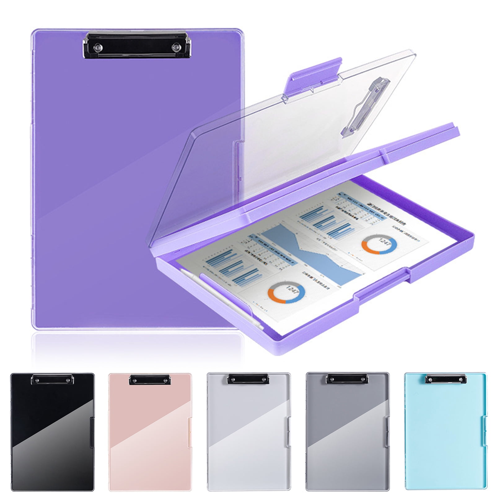 Office Clipboard Sturdy Double Layer with Side Opening Secure Clasps ...