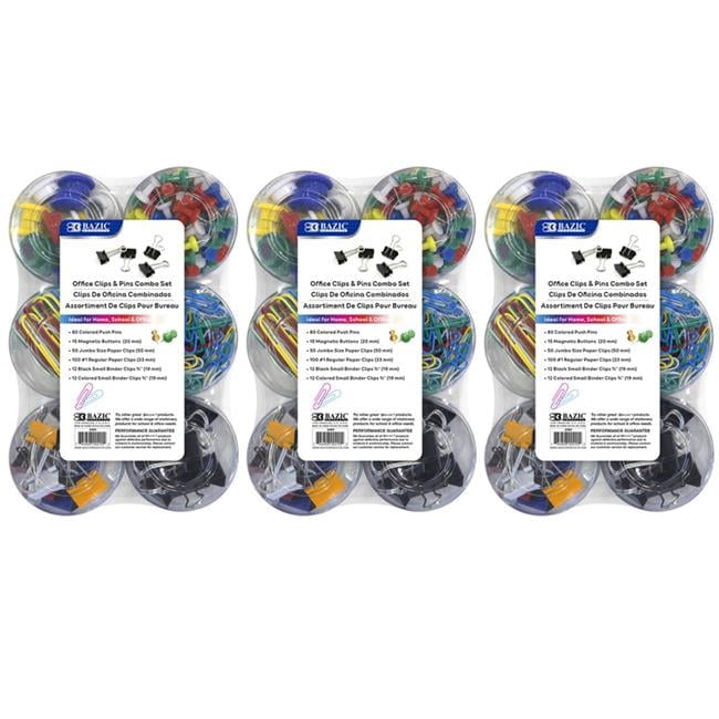 Office Clips & Combo Pins for Grade 3 Plus, Assorted Color - Set of 3 ...