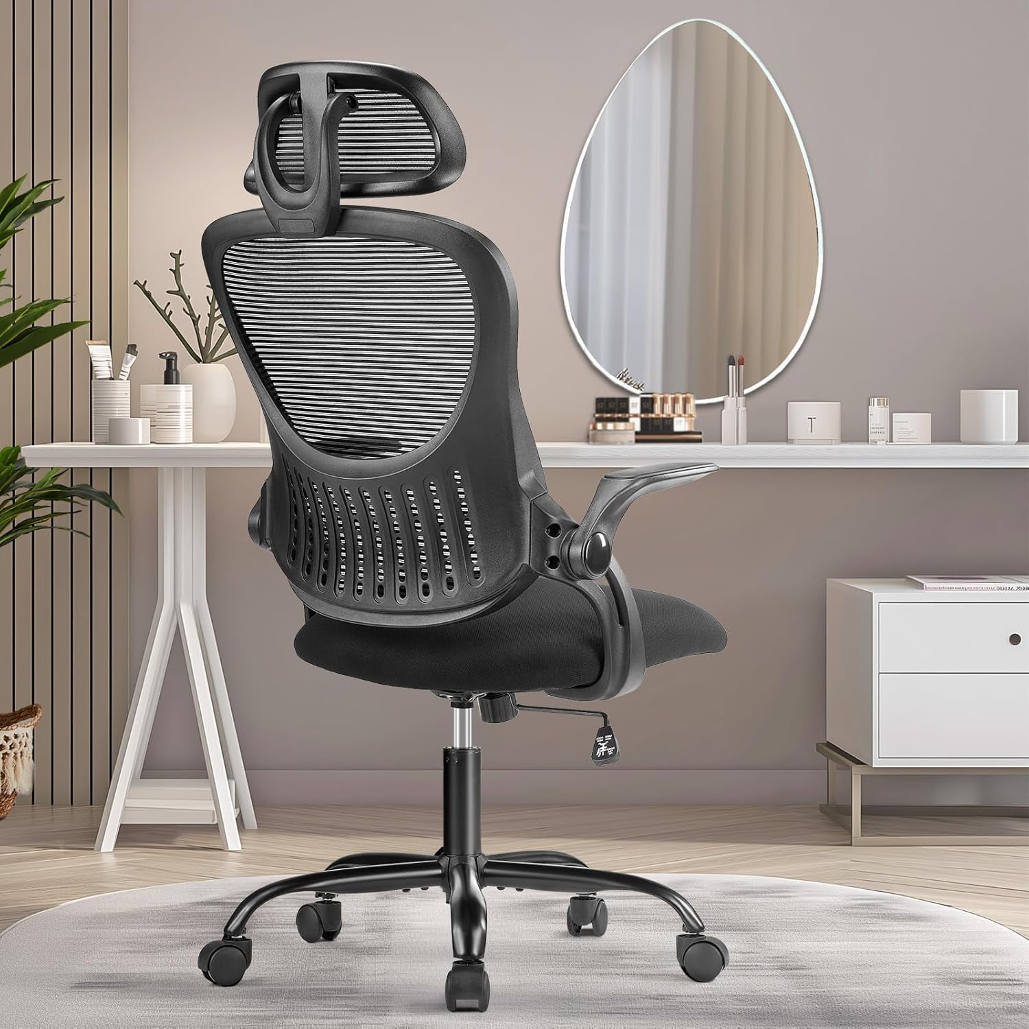 Office Computer Desk Chair, Ergonomic High-Back Mesh Rolling Work Task Chairs with Wheels and ...