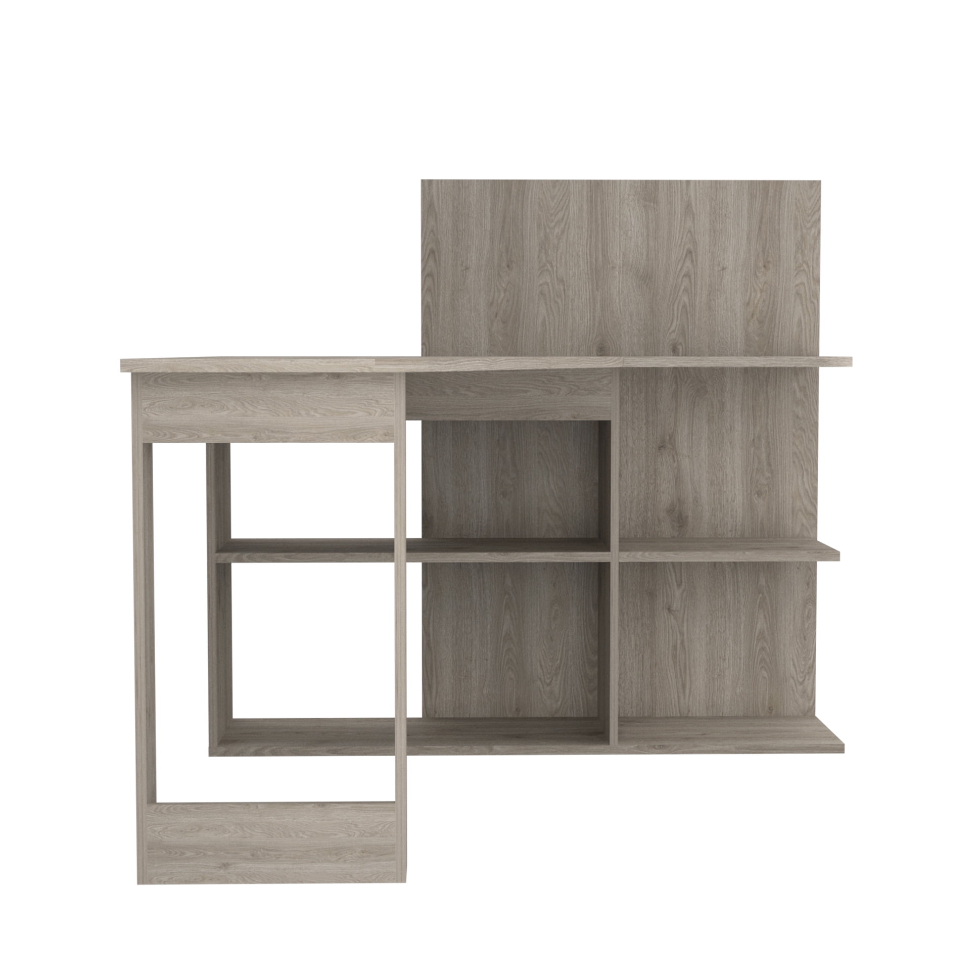 Office Computer Desk In Gray, L-shaped With Copious Work Area And ...