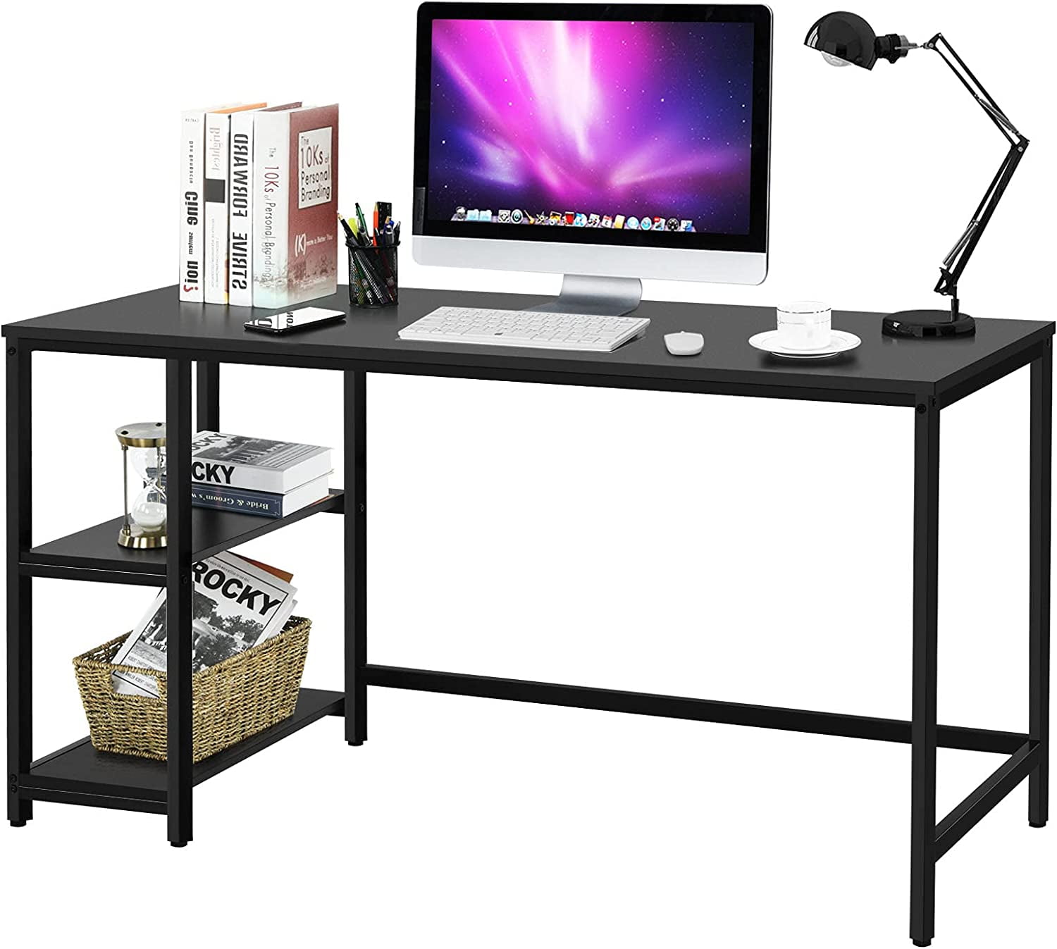 Office Computer Desk with with Storage Shelves Study Writing Table ...