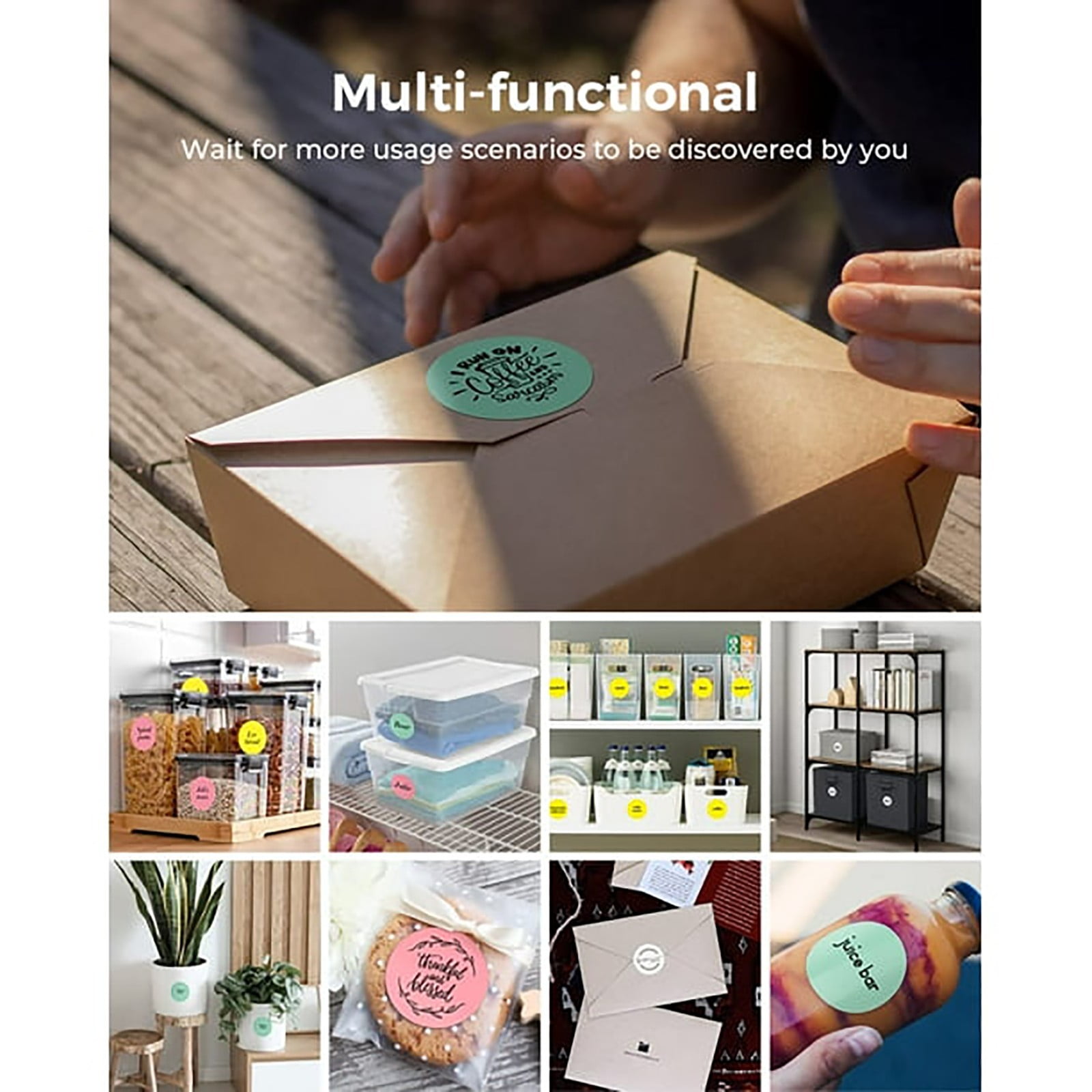 Office Craft Stationery Color Circle Thermal Sticker Label Self ...