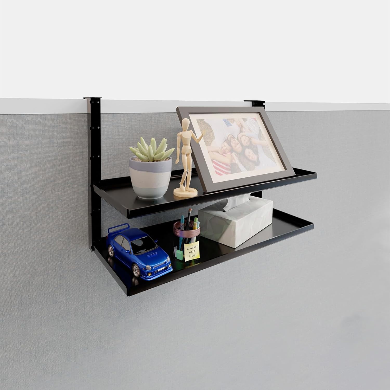 Office Cubicle Shelf - 14.2'' x 5.9'' Dual-Tier Storage Organizer ...