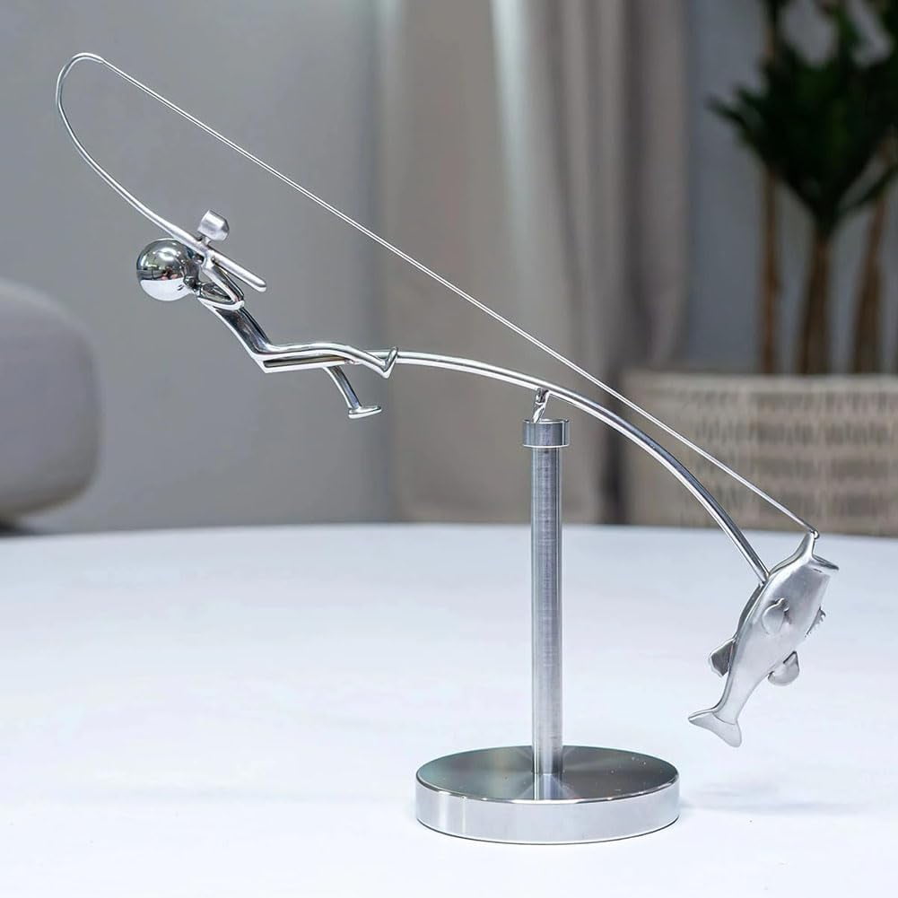 Office Decor The Fisherman Balancing Sculpture, Fishing Sculpture ...
