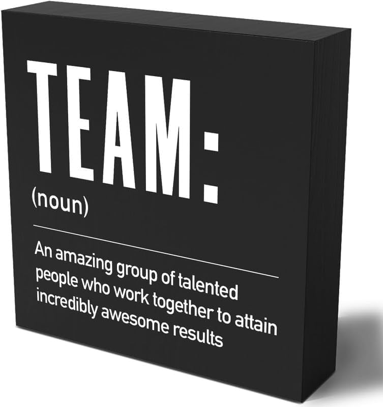 Office Decor Inspirational Wood Sign Desk Decor Team Definition Black ...