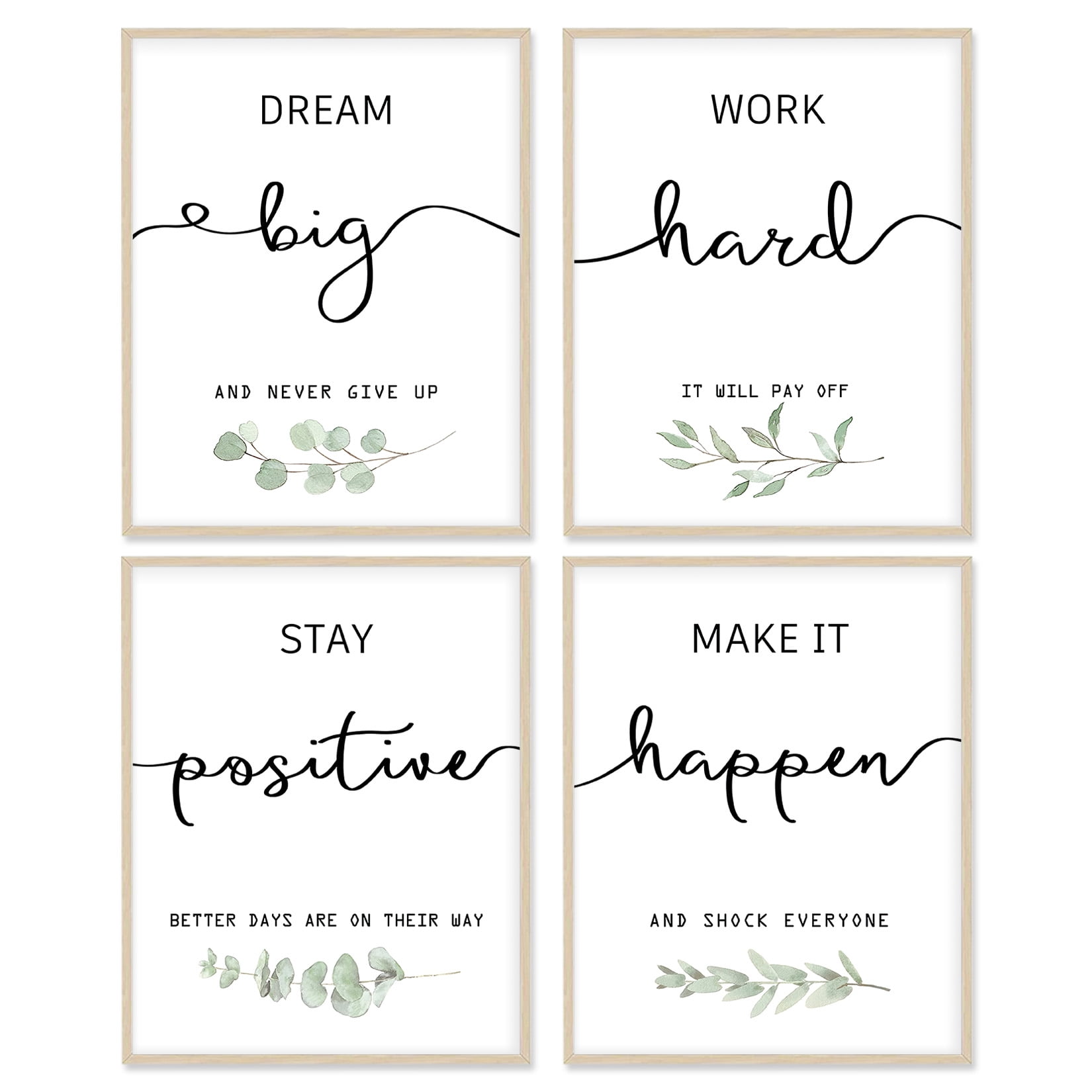 Office Decor Poster 8x10 Canvas Prints Unframed Set of 4, Wall Art ...