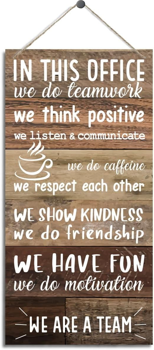 Office Decor Signs, Inspirational Wall Sign Wood Decoration for Human ...