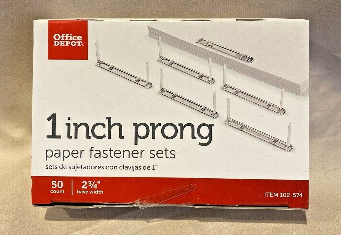Office Depot 1” Prong Paper Fastener Bases, 2 3/4" Base, 1" Capacity ...