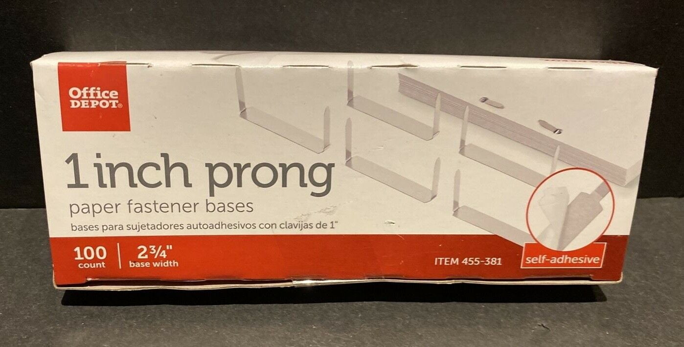 Office Depot 1" Self-Adhesive Paper Prong Fasteners 100 Count - Walmart.com