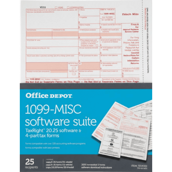 Office Depot 2025 1099-MISC Software Suite with 4-Part Tax Forms ...