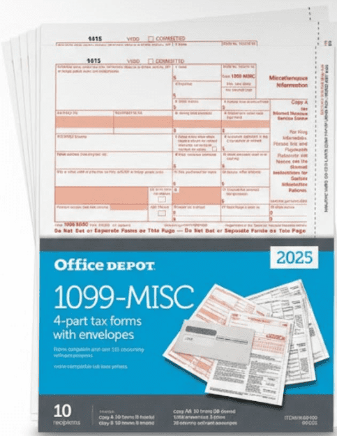 Office Depot 2025 1099-MISC Tax Forms with Envelopes, 4-Part Carbonless ...