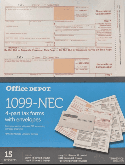 Office Depot 2025 1099-NEC Tax Forms with Envelopes, 4-Part Carbonless ...