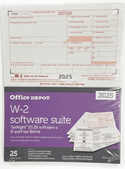 Office Depot 2025 W-2 Software Suite with 6-Part Tax Forms, TaxRight ...