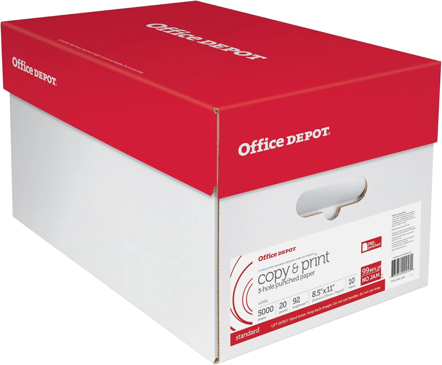 Office Depot® 3-Hole Punched Multi-Use Printer & Copy Paper, 10 Reams ...