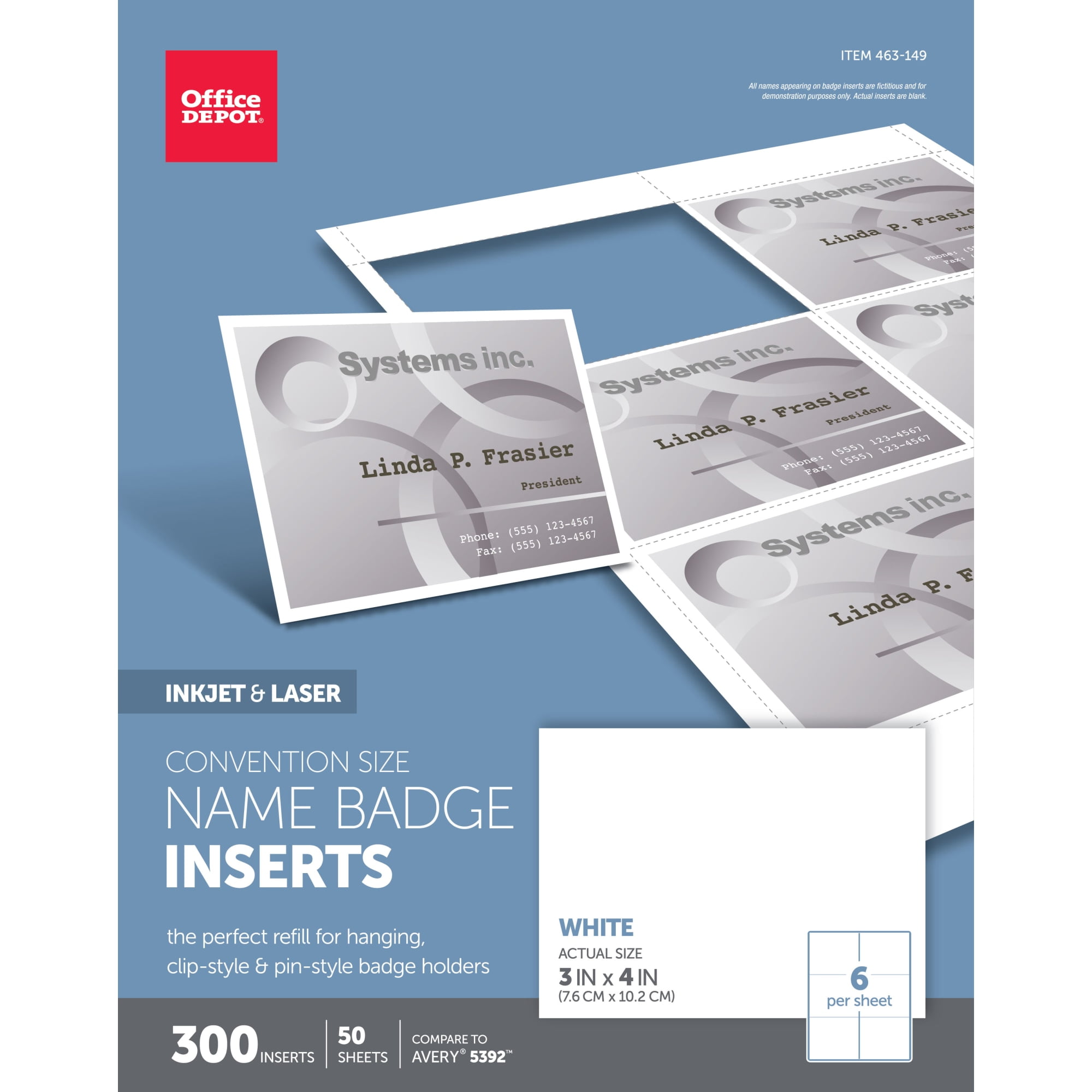 Office Depot Badge Inserts, 3in. x 4in., White, Pack Of 300, OD98845 ...